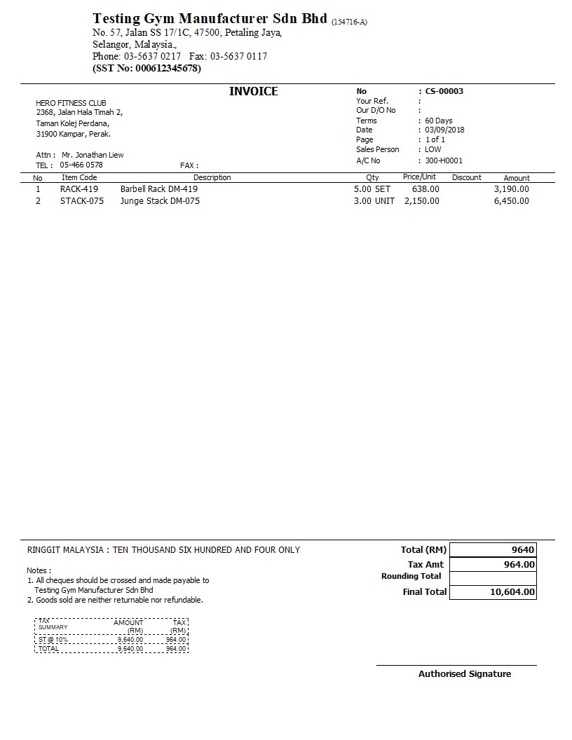 16 Invoice SST Full (Rounding) | E Stream MSC