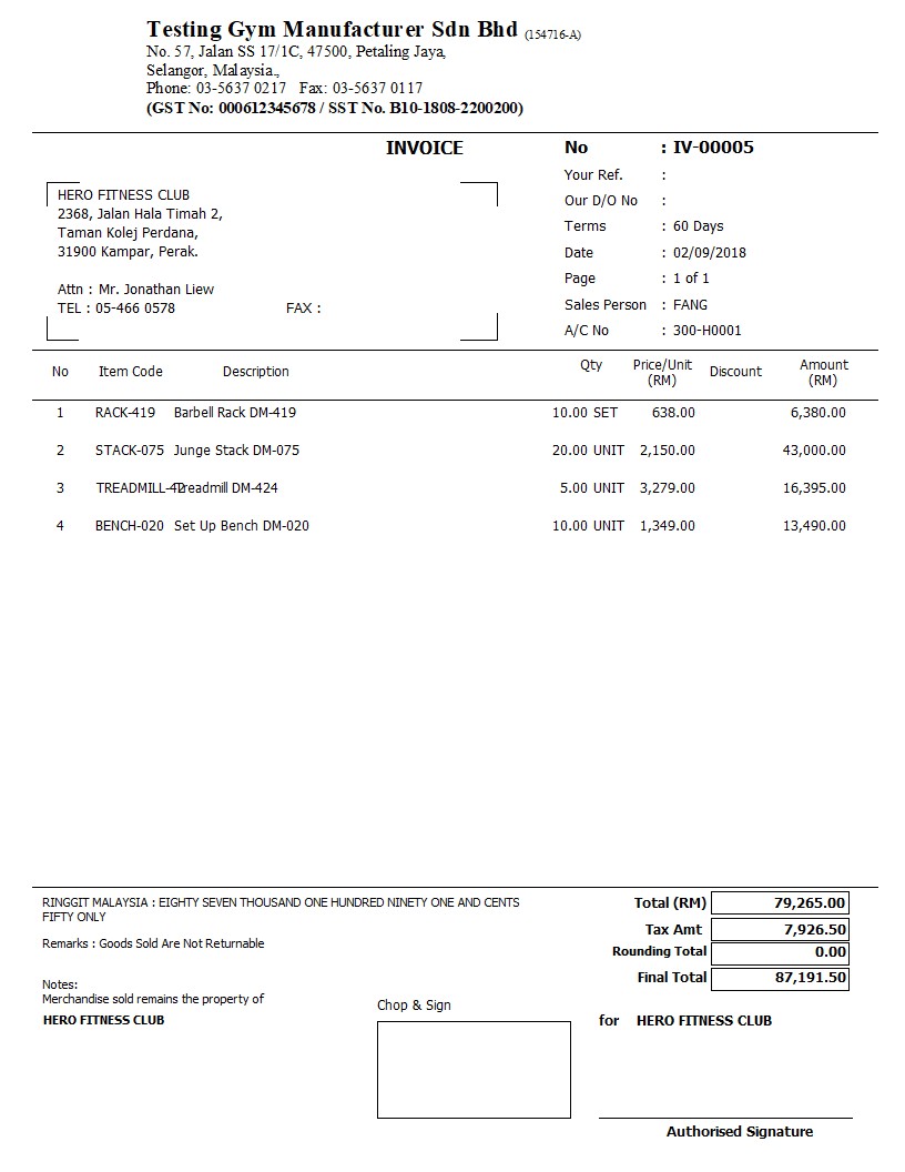 18 Sales Invoice Rounding SST | E Stream MSC